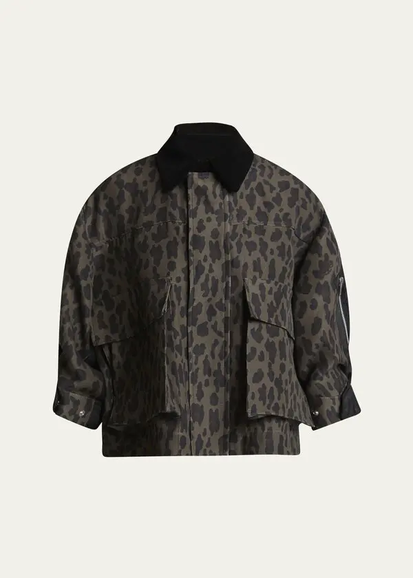Sacai Leopard Print Jacket - Brown X Black | Editorialist